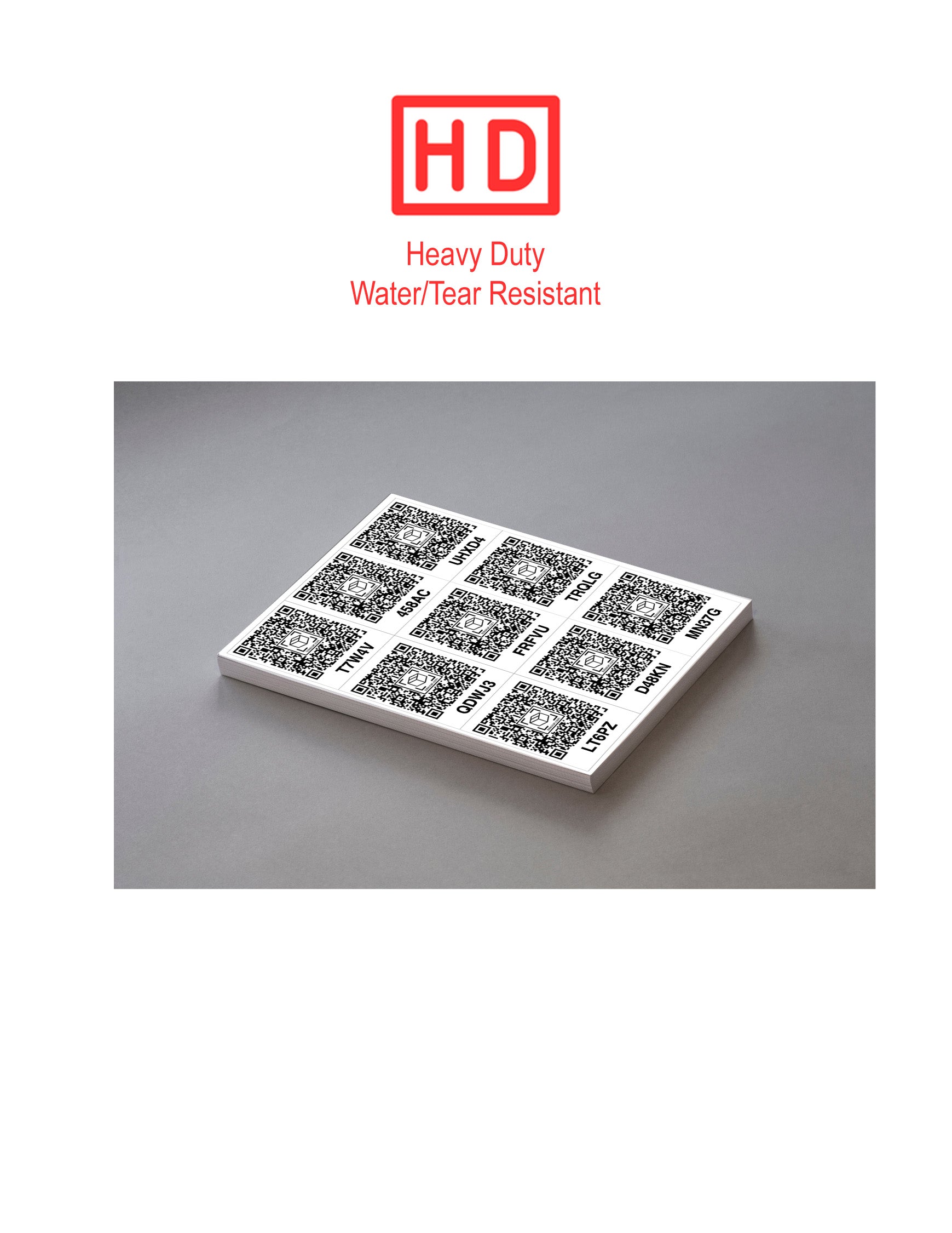 (Bulk Sheets) ToteScan® Heavy Duty (HD - tough labels) Intelligent QR